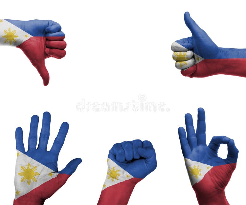 Hand Set with the Flag of Philippines Stock Image - Image of sign ...