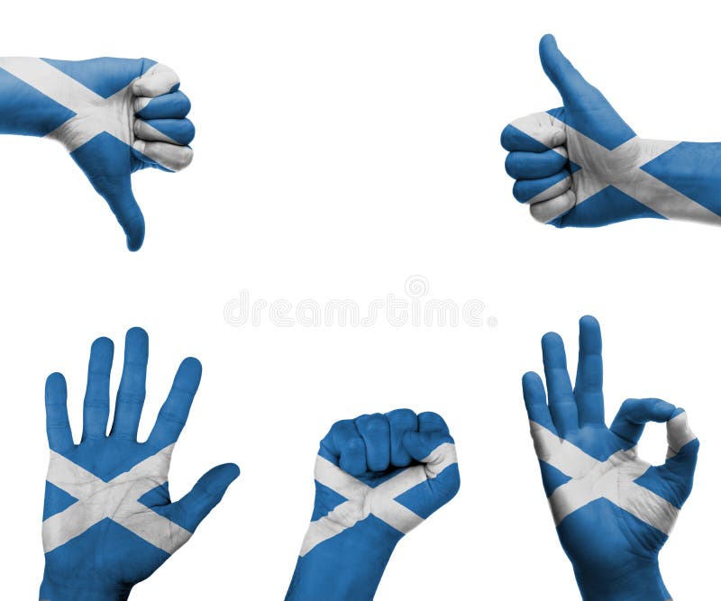 Hand Set with the Flag of Scotland Stock Photo - Image of people ...