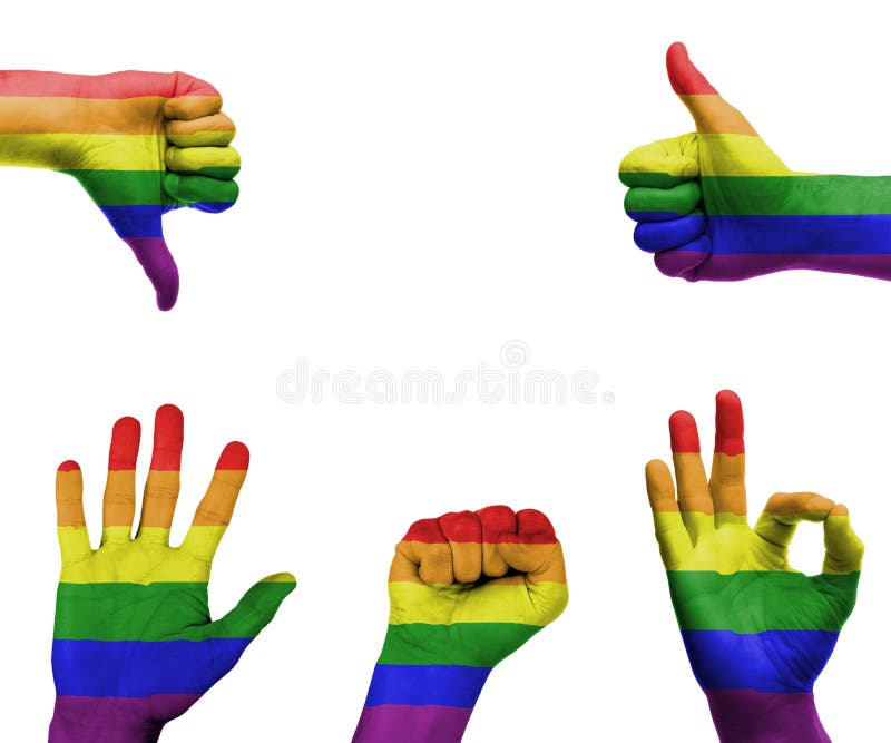 Hand Set with the Gay Pride Flag Stock Photo - Image of expressing ...