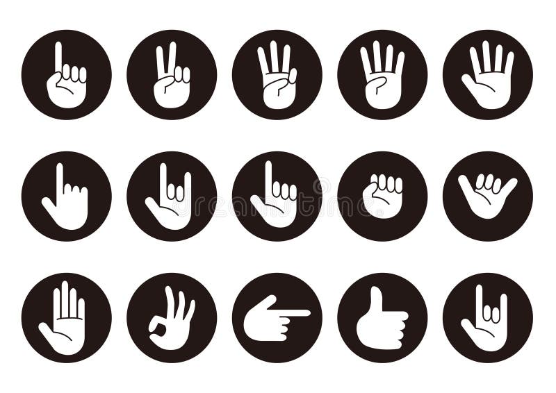 Hand set in various poses stock illustration. Illustration of grip ...
