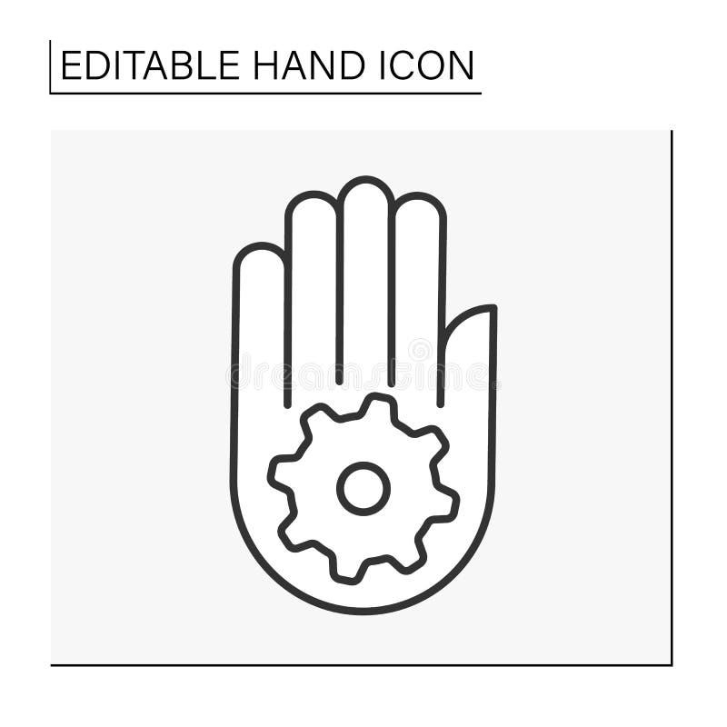 Hand with Setting Sign Line Icon Stock Vector - Illustration of gesture ...
