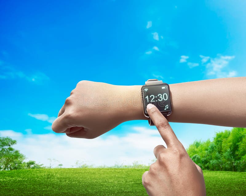 Hand Setting Route for GPS on the Smart Watch Stock Photo - Image of ...