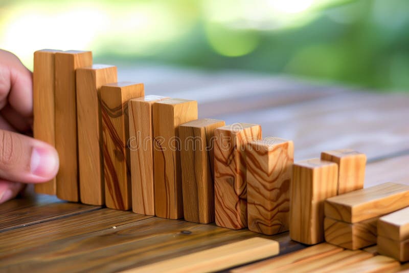 Hand Setting Up Wooden Dominoes in a Line Stock Image - Image of ...
