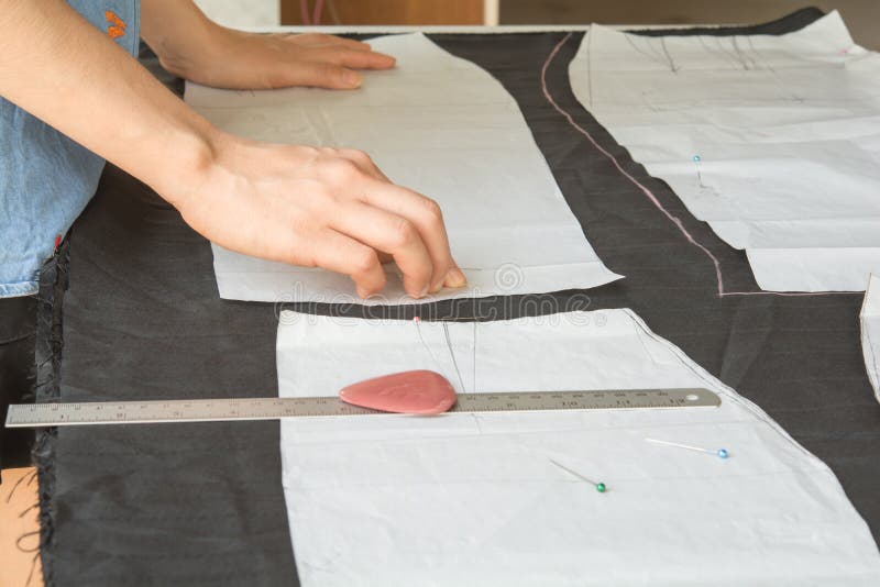 Hand and sewing clothes. stock photo. Image of thread - 127360908