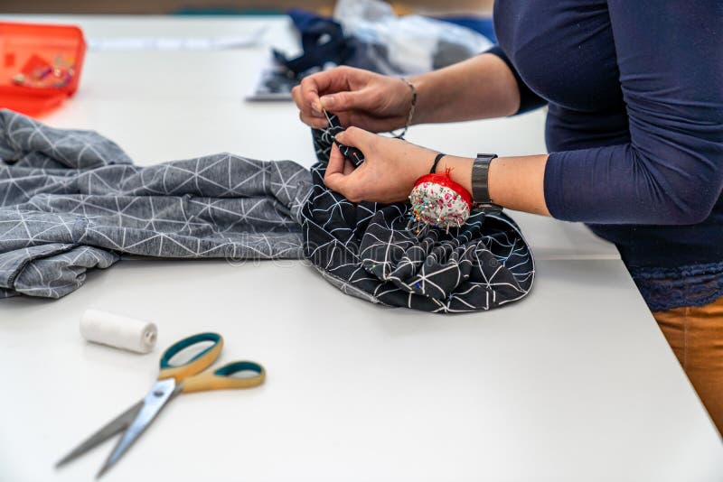 Sewing Cloth on a Sewing Machine in a Tailor Shop Stock Image - Image ...
