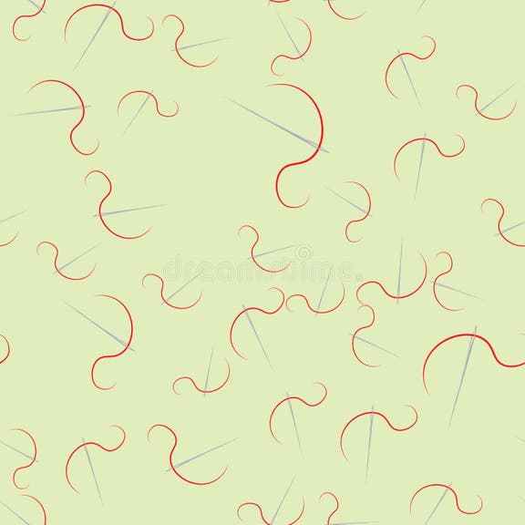 Hand Sewing Element. Needle with Red Thread a Seamless Pattern Stock ...
