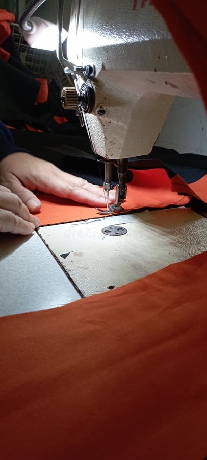 Hand Sewing Eye Fixed on the Fabric Needle and Thread Stock Image ...