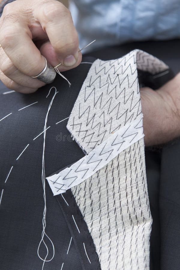 Hand Sewing of a Tailored Jacket Stock Photo - Image of process ...
