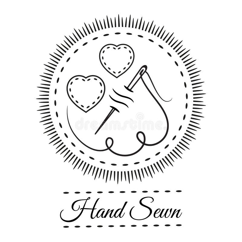 Hand Sewn Icon. Handmade Sewing Stitch. Tailor Needle with Thread ...