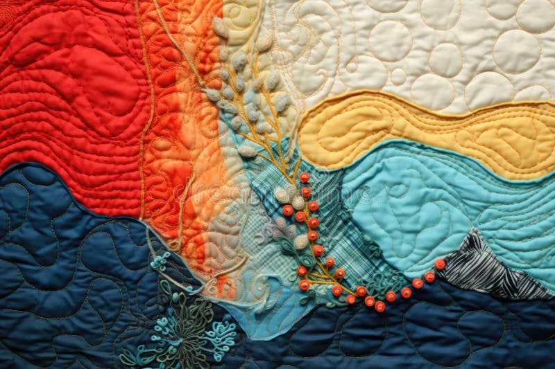 Hand-sewn Quilt Label with Intricate Details Stock Illustration ...