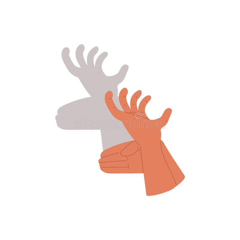Hand Shadow Art, Deer Icon in Vector Cartoon Style. Stock Illustration ...