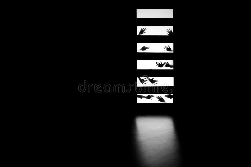 Hand Shadows Behind the Glass Stock Image - Image of scary, shadow ...