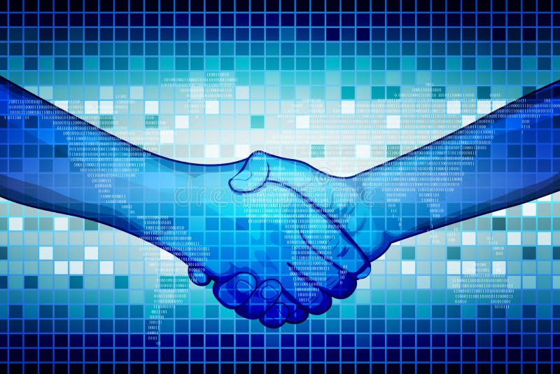 Hand shake with technology stock illustration. Illustration of contract ...