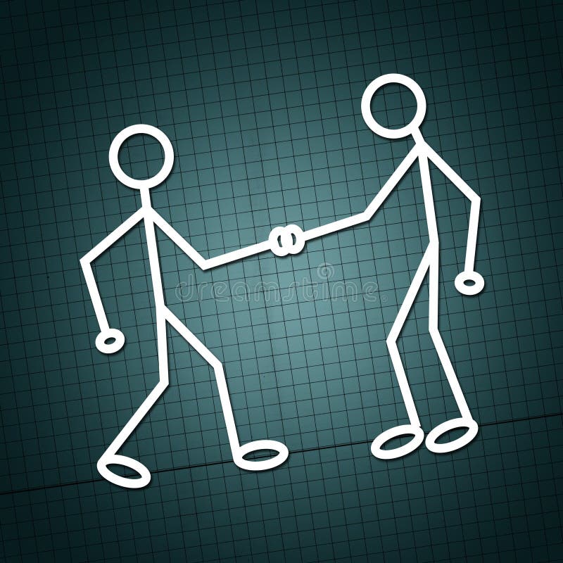 Stick Man Stick Figure Handshake Deal Stock Vector - Illustration of ...