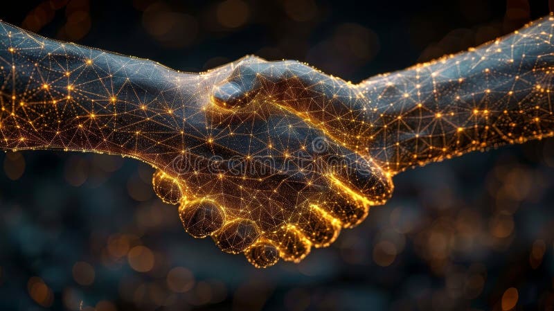 Hand Shake, Abstract Illustration Isolated on Dark Background. Low Poly ...