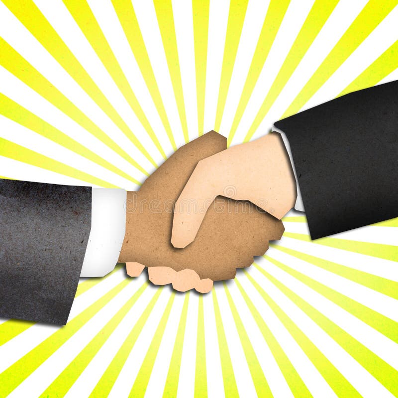 Hand Shake, Business Deal with Yellow Ray Stock Image - Image of ...