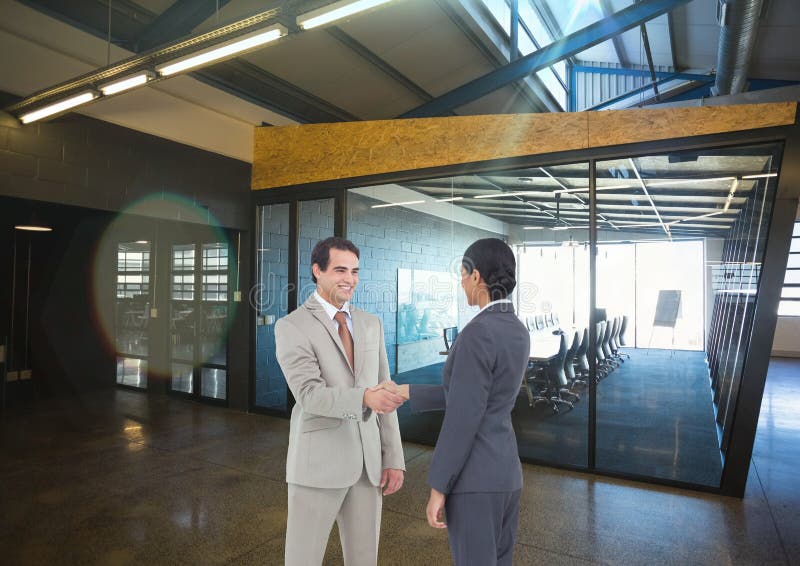 Hand Shake in Front of the Meeting Room Stock Photo - Image of computer ...
