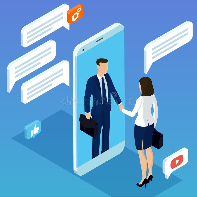Hand Shake through Mobile Screen Stock Vector - Illustration of comment ...