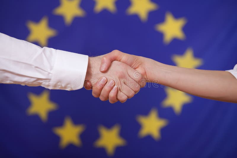 Hand Shake Over European Flag Stock Image - Image of deal, hand: 13090031