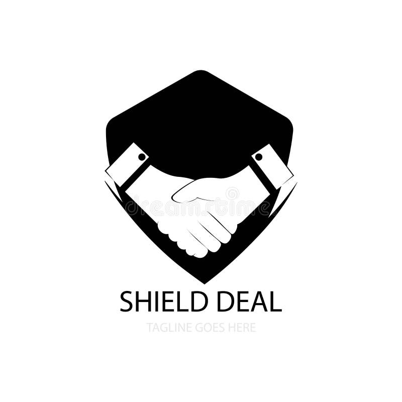 Hand Shake, Shield Deal Icon Logo Vector Stock Vector - Illustration of ...
