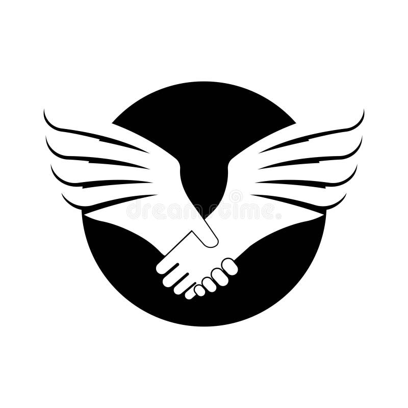 Hand Shake and Wing Logo Illustration Stock Illustration - Illustration ...