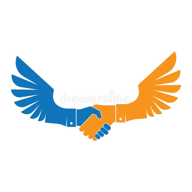 Hand Shake and Wing Logo Illustration Stock Illustration - Illustration ...