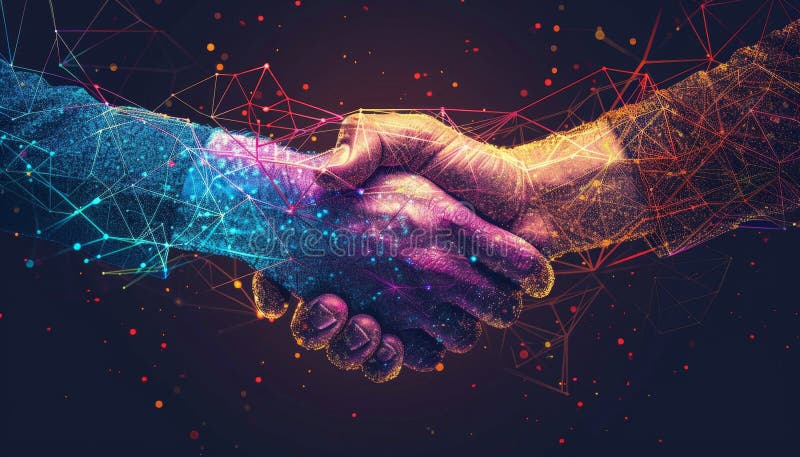 A Hand is Shaking Another Hand in a Colorful, Abstract Design by AI ...