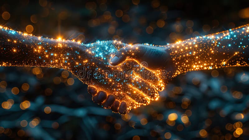 Hand Shaking Another Hand in a Digital Image Stock Image - Image of ...