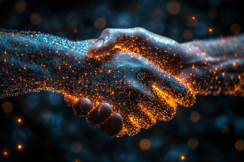 Hand Shaking between Human and Digital Hand, Integration between Human ...
