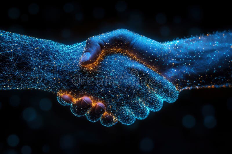 Hand Shaking between Human and Digital Hand, Integration between Human ...