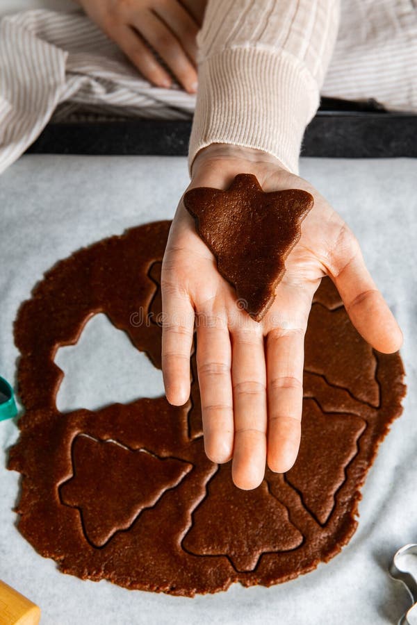 Hand with Shape Cut of Gingerbread Dough Stock Photo - Image of human ...
