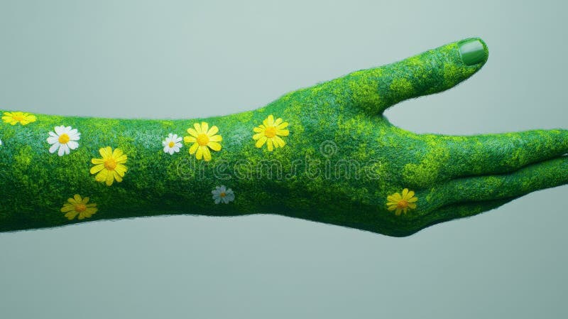 This Hand-shaped Planter, Filled with Lush Greenery and Moss, is a ...