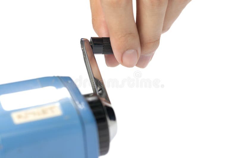 Hand Sharpening a Pencil by Pencil Sharpener Stock Photo - Image of ...