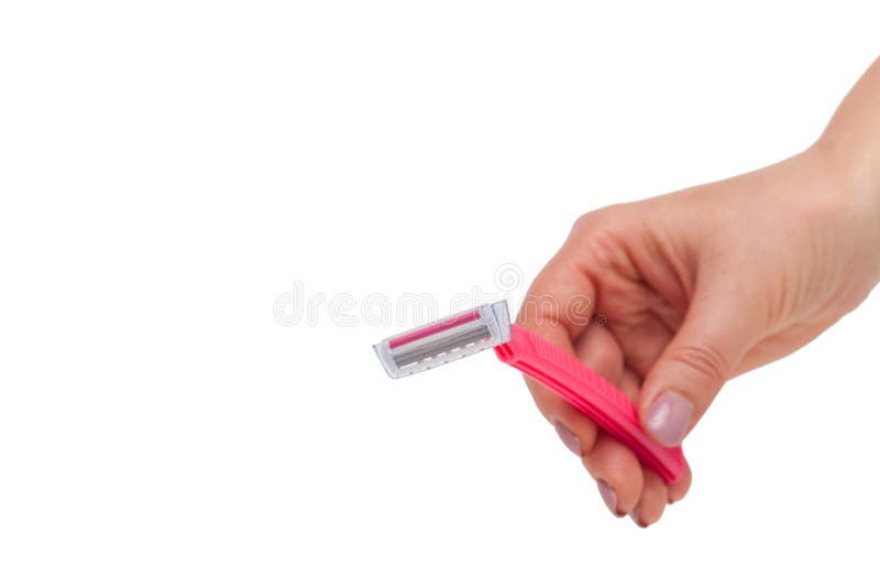 Hand with Shaving Razor on White Background Stock Photo - Image of ...