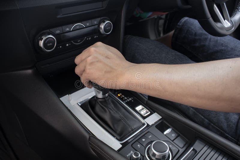 Hand on Shifting Gear on Car ,man Driving Car Stock Image - Image of ...