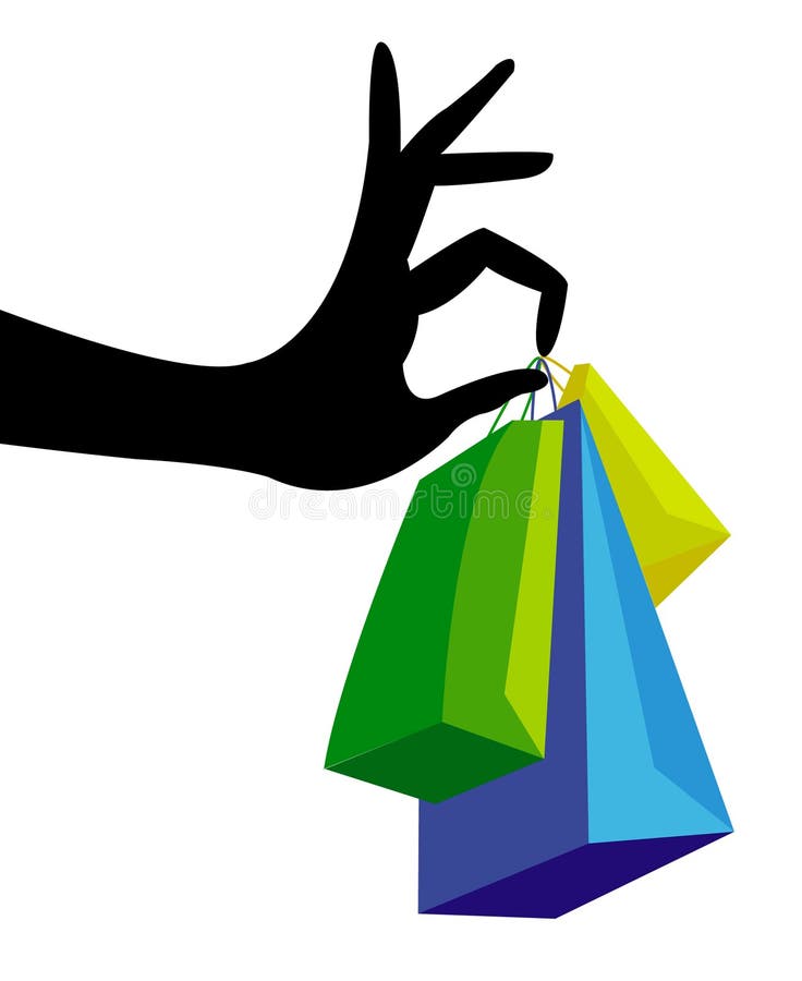 Hand with shopping bag stock vector. Illustration of hand - 18313001