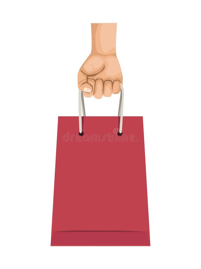 Hand with shopping bag stock vector. Illustration of store - 261561628