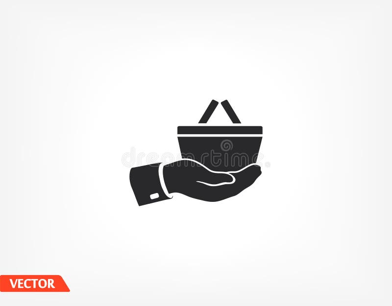 Hand Shopping Cart Online Store. Hand Icon. Eps 10 Vector. Flat Design ...