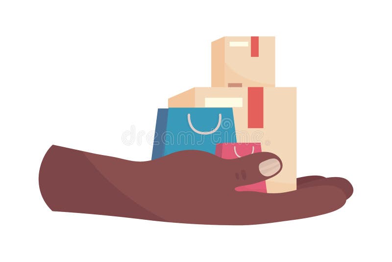 Hand with Shopping Packages Stock Vector - Illustration of market ...