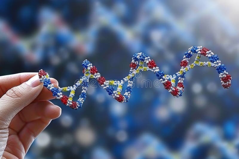 Hand Showcasing a Complex Molecular DNA Model with a Focus on Detailed ...