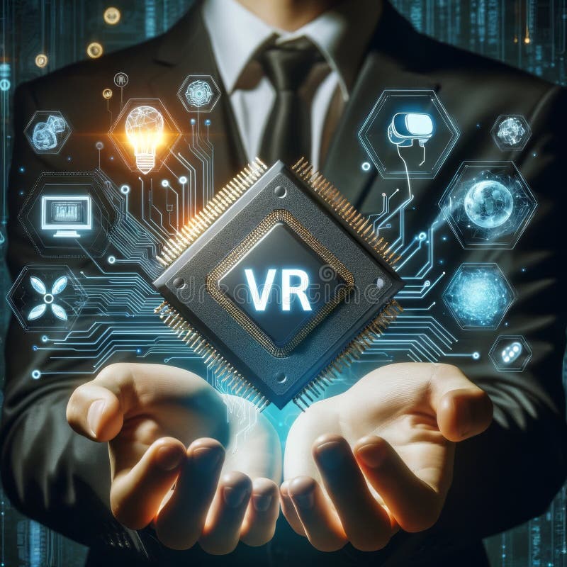 Futuristic VR Technology Interface in Hand Stock Image - Image of ...