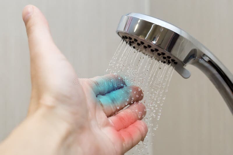 Hand in the Shower Test Water Temperature Stock Image - Image of design ...