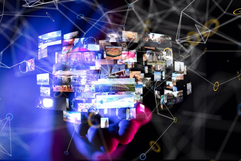 Hand Showing 3D Rendered Visual Social Networking Service, Streaming ...