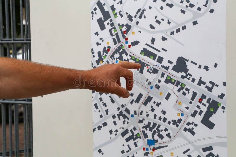 Hand Showing Direction on the City Map Stock Photo - Image of navigator ...