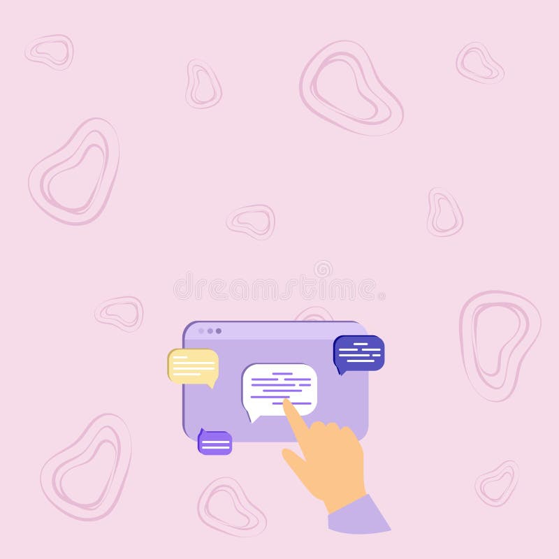 Hand Showing Graph Growth Pointing Web Browser Screen with Chat Bubbles ...