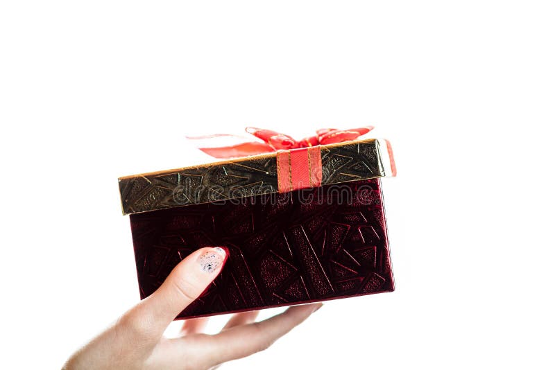 Hand Showing Holding Giving or Receiving Gift Present Box Isolated on ...