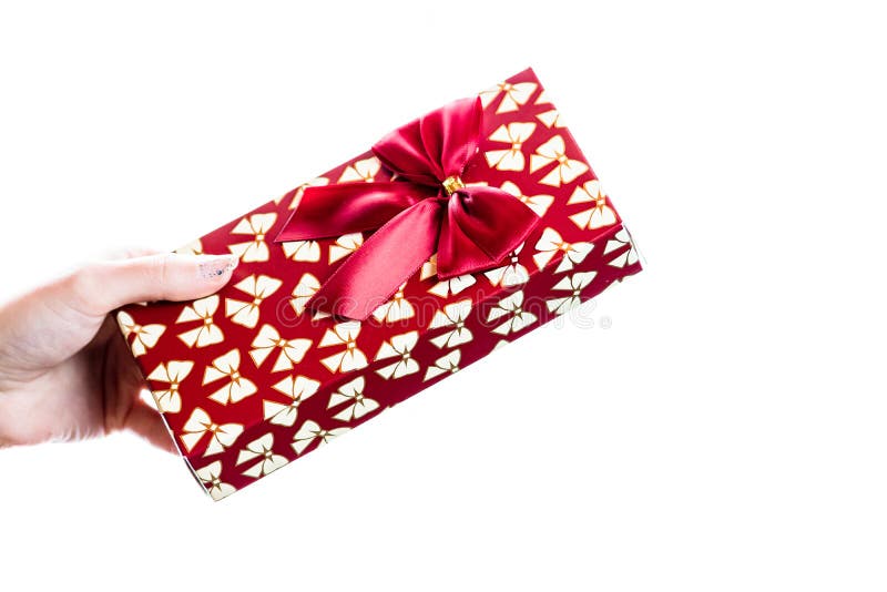Hand Showing Holding Giving or Receiving Gift Present Box Isolated on ...