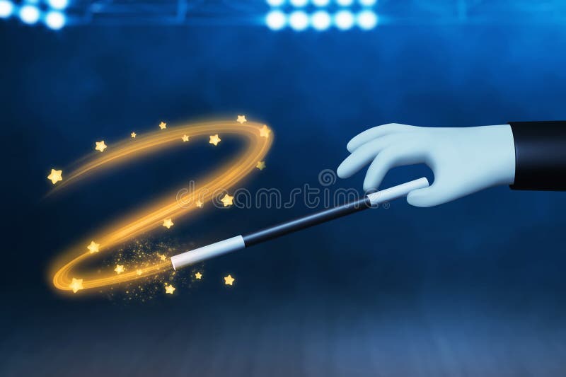 Hand Showing Magic Trick on 3d Illustrations Stock Illustration ...