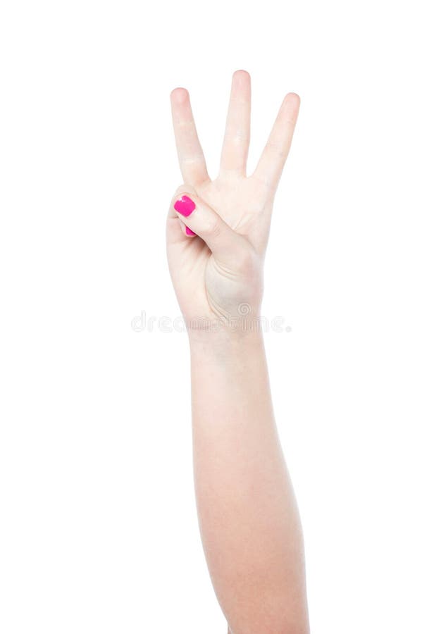 Hand showing number three stock image. Image of counting - 32455587