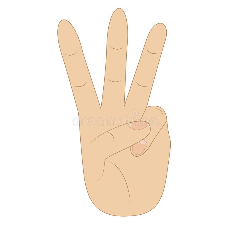 Hand, Showing Number Three on White Background Stock Vector ...